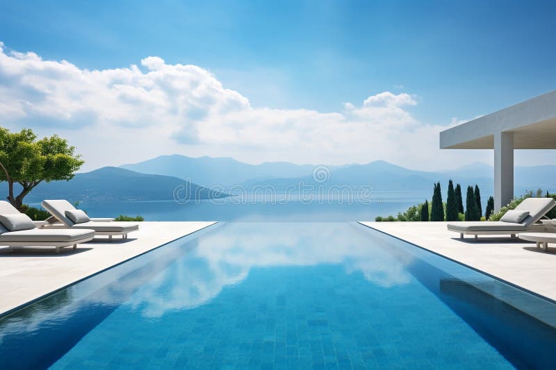 An Infinity Pool on a Bright Summer Day Stock Illustration ...