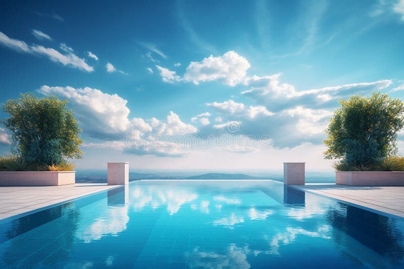 An Infinity Pool on a Bright Summer Day Stock Illustration ...