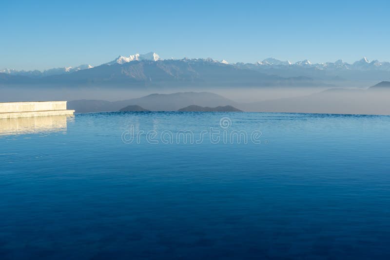 Infinity Pool and the Himalaya Mountains Stock Photo - Image of ...