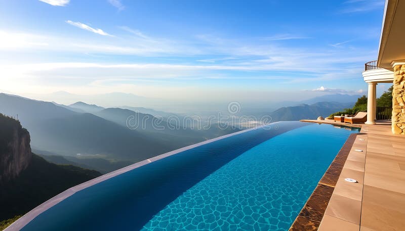 Infinity Pool with Mountain View, Stock Image - Image of summer ...