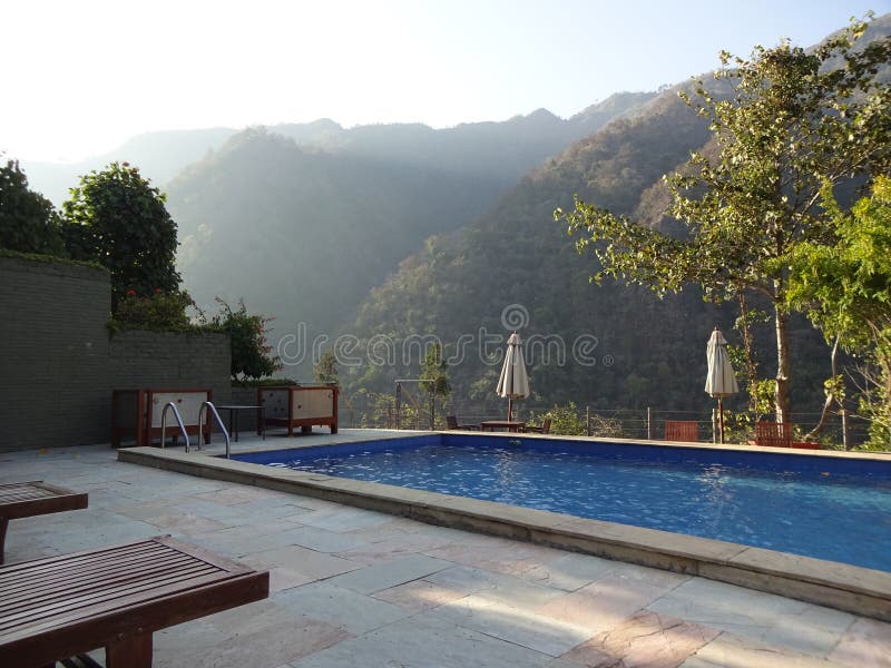 Infinity Pool with a Mountain View Stock Image - Image of view ...