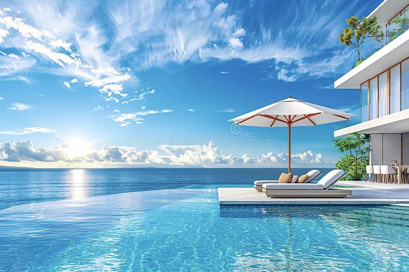 Infinity Pool Overlooking the Ocean at a Luxurious Beach House with ...