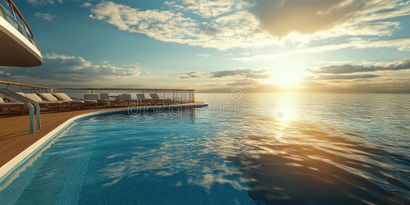 Infinity Pool Overlooking the Ocean on a Sunny Day, Luxurious Cruise ...