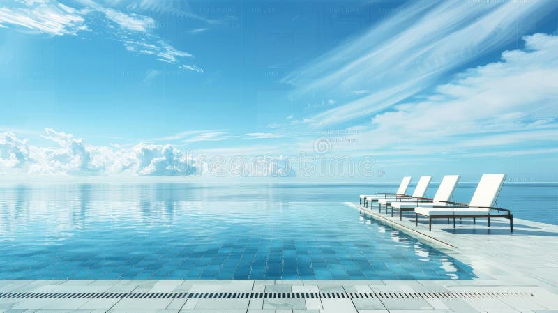 Tranquil Infinity Pool with Ocean Views on a Sunny Day Stock Photo ...