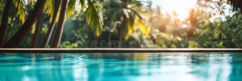 Infinity Pool Overlooking Tropical Rainforest at Sunset Stock Photo ...