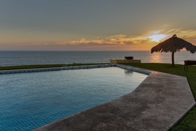 Infinity Pool at the Pacific Ocean in Mexico Stock Photo - Image of ...