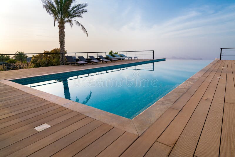 Infinity Pool in a Resort of Arabian Desert. Luxury Resort in Oman ...