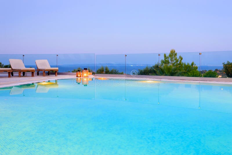 Infinity Pool with Sea View Stock Image - Image of exterior, design ...