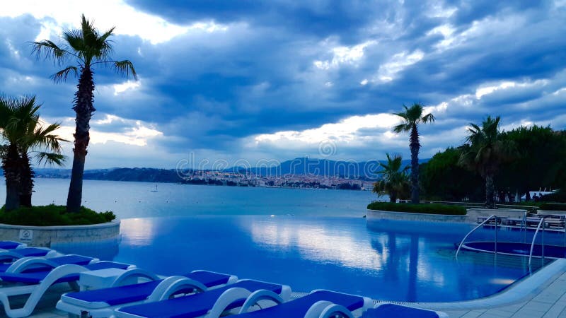 Infinity Pool Seemingly Merging into the Adjacent River. Stock Image ...