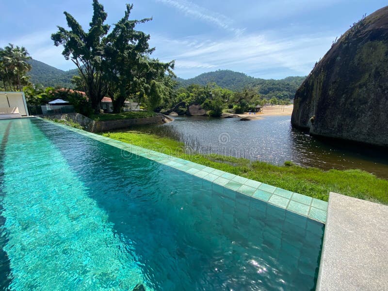Infinity Pool with Serene Landscape View. Stock Image - Image of nature ...