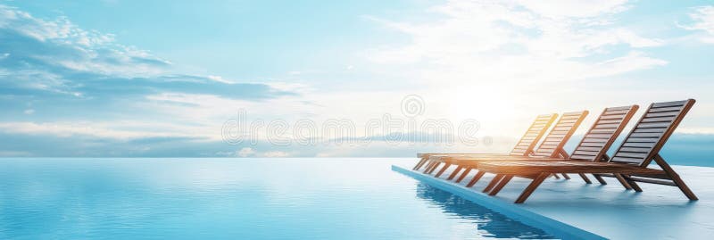 Infinity Pool with Sunbeds and Stunning Ocean View. Perfect Vacation ...