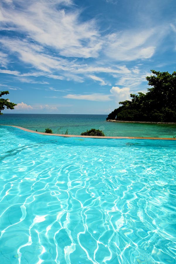 Infinity Pool Vacation on Boracay Resort Stock Image - Image of sports ...