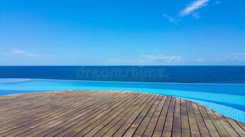 Infinity Pool with Views of the Sea and Blue Sky Stock Image - Image of ...