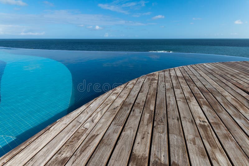 Infinity Pool with Views of the Sea and Blue Sky Stock Photo - Image of ...