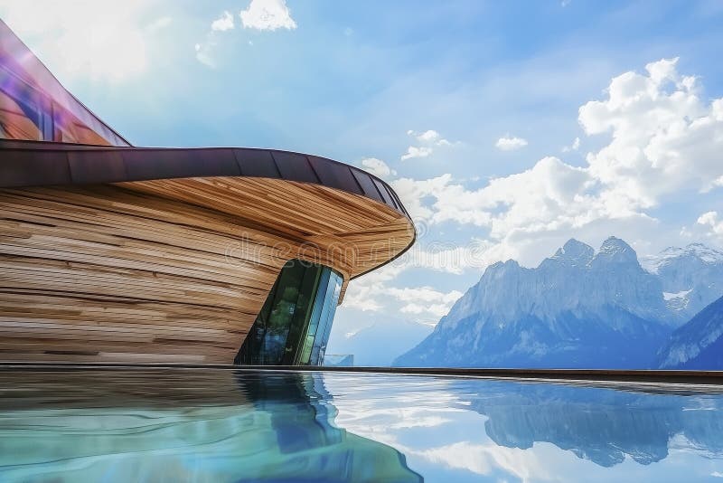 Infinity Pool with Villa in Alpine Landscape. AI Generated Stock ...