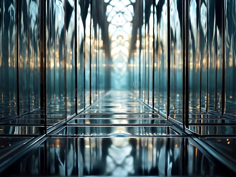 Infinity of Reflections in a Mirrored Corridor Stock Illustration ...
