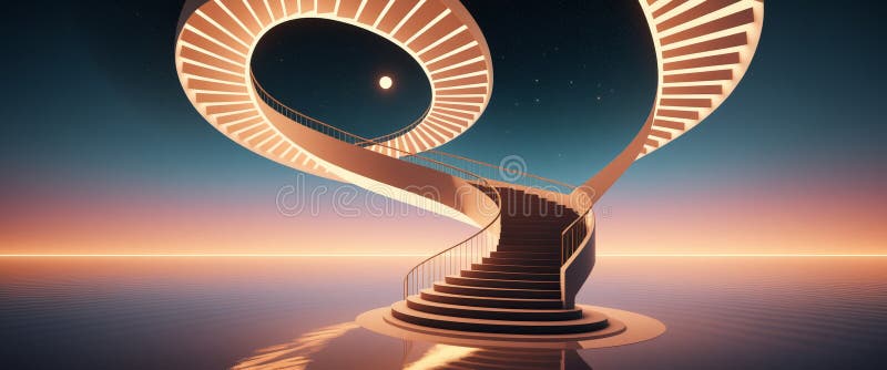 Infinity Representation with Spiraling Staircase Stock Photo - Image of ...