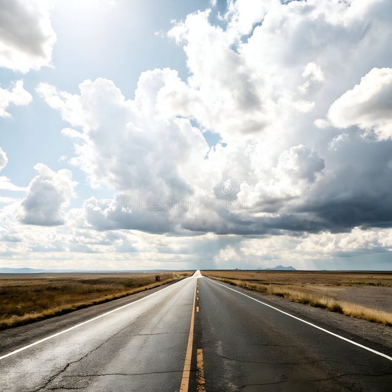Infinity Road with Clouds Isolated on White Background Stock ...