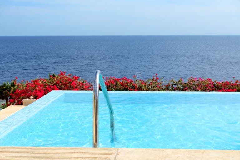 The Infinity Sea View Swimming Pool with Jacuzzi Stock Photo - Image of ...