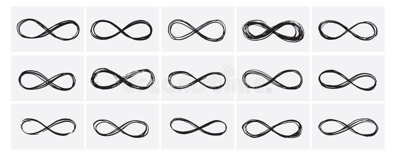 Infinity Set Hand Drawn Illustration. Stock Vector - Illustration of ...
