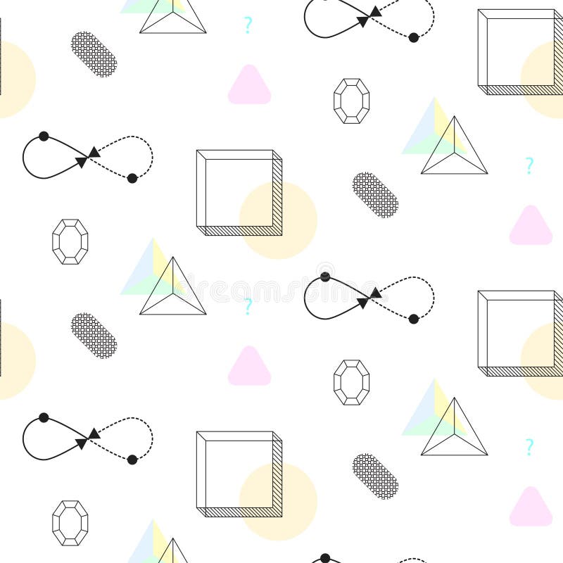Infinity Shape and Cubes Nineties Seamless Vector Pattern. Stock Vector ...
