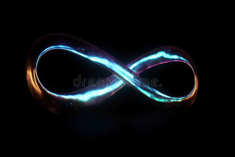 Infinity Sign on a Black Background, with Subtle Light Effects Stock ...