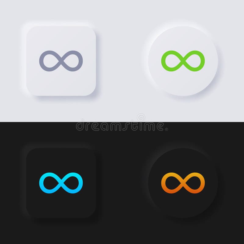 Infinity Sign Button Icon Set, Multicolor Neumorphism Button Soft UI ...