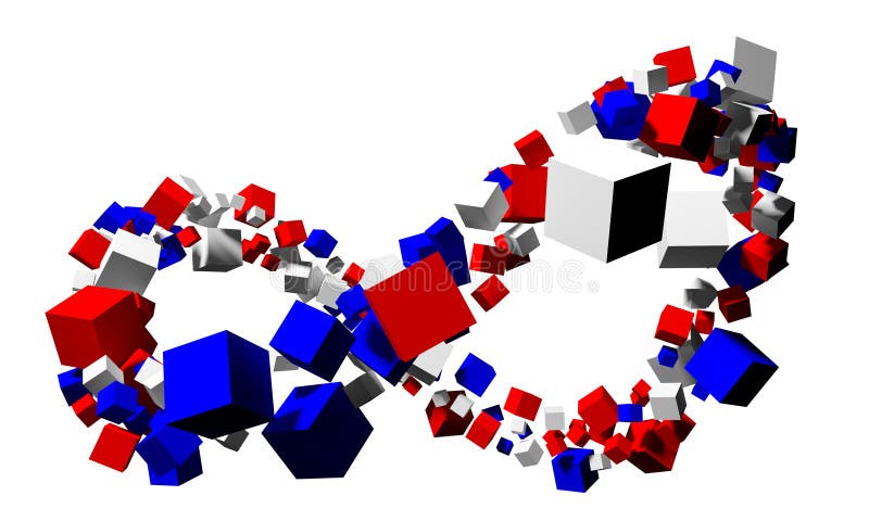 Infinity Sign Made of Cubes - 3d Rendering Stock Illustration ...
