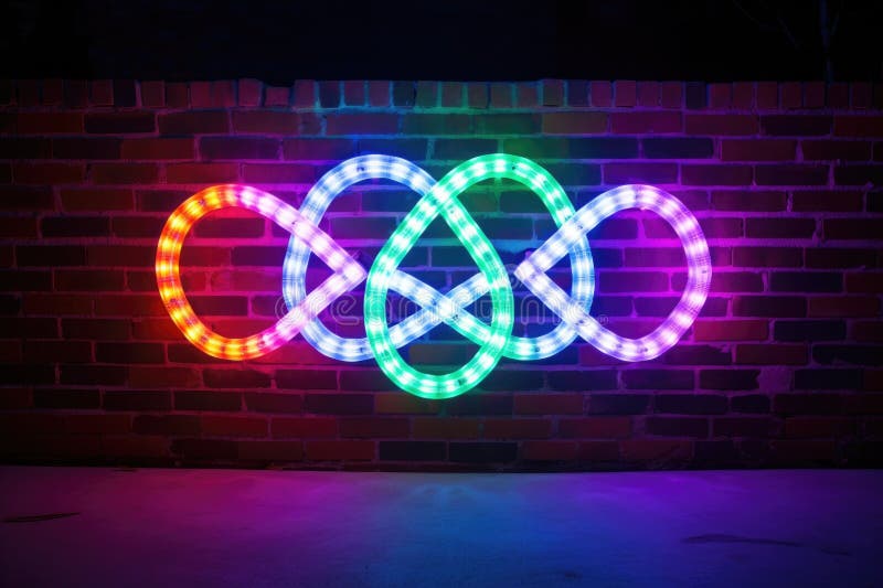 Infinity Sign Made Out of Colorful Neon Lights on a Brick Wall Stock ...
