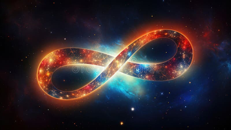Infinity Sign of Neon Light 3d in Galaxy Illustration. Stock ...