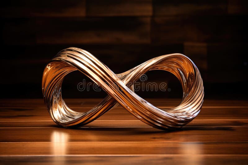 Infinity Sign Sculpted from Metallic Wire on a Wooden Table Stock Photo ...