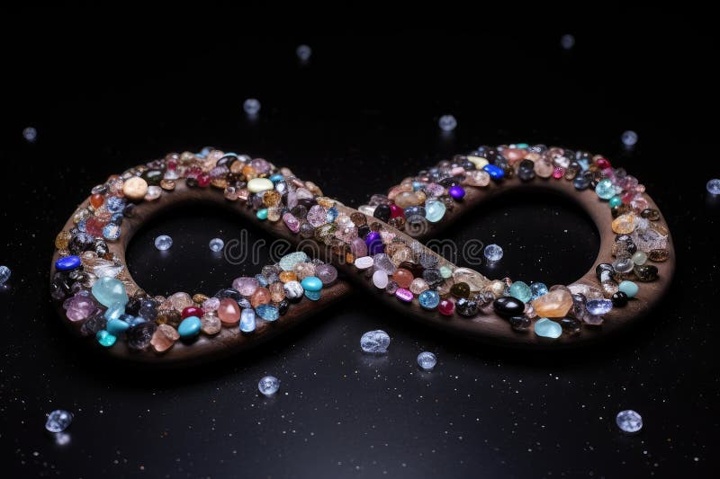 Infinity Sign, Surrounded by Crystals and Gemstones Stock Illustration ...