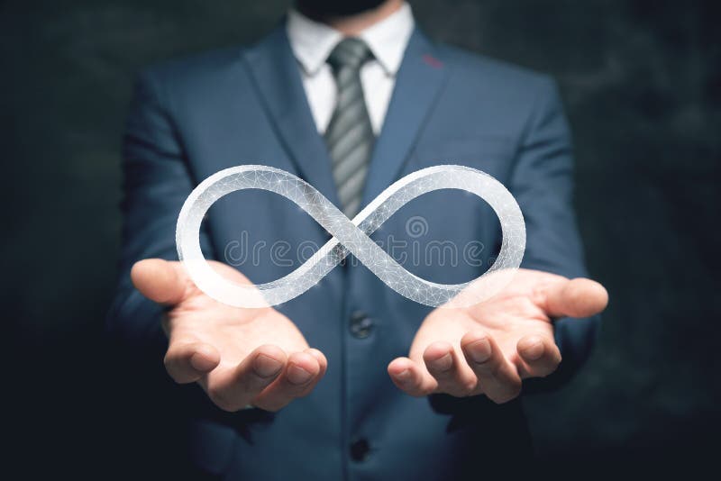 Infinity Sign from the Web. Man Holding in His Hand Stock Photo - Image ...