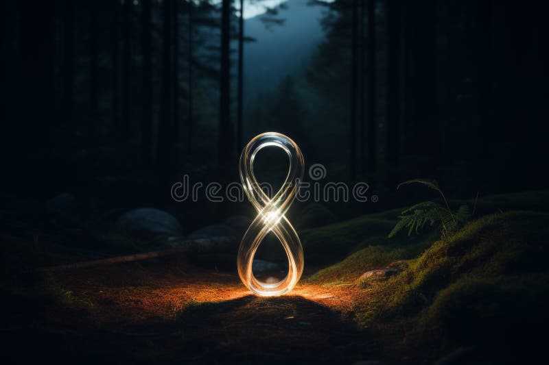 An Infinity Sign in the Woods at Night Stock Illustration ...