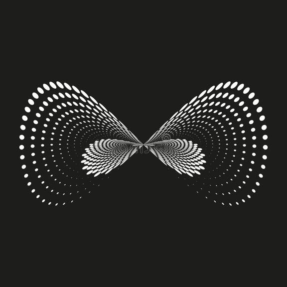 Infinity Spiral Shape. Black White Vector. Symmetric Dot Pattern ...