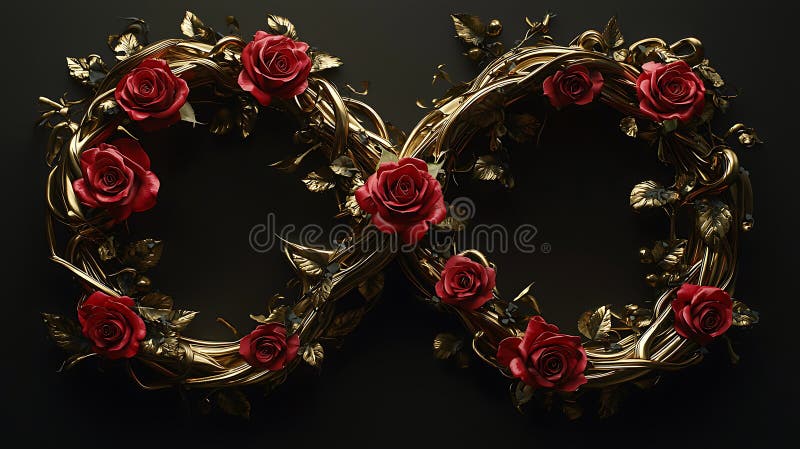 Infinity Symbol Adorned with Red Roses and Delicate Gold Vines ...