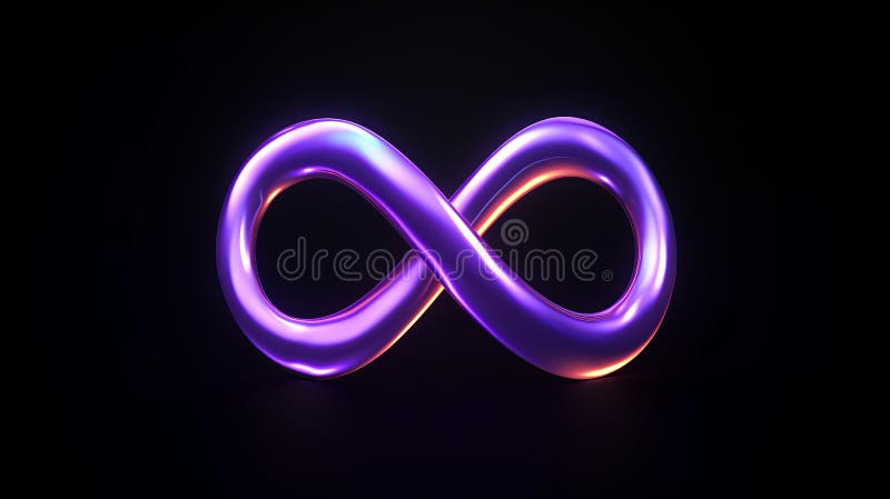 Infinity Symbol on Black Background, Bright Neon Paint for Logo ...