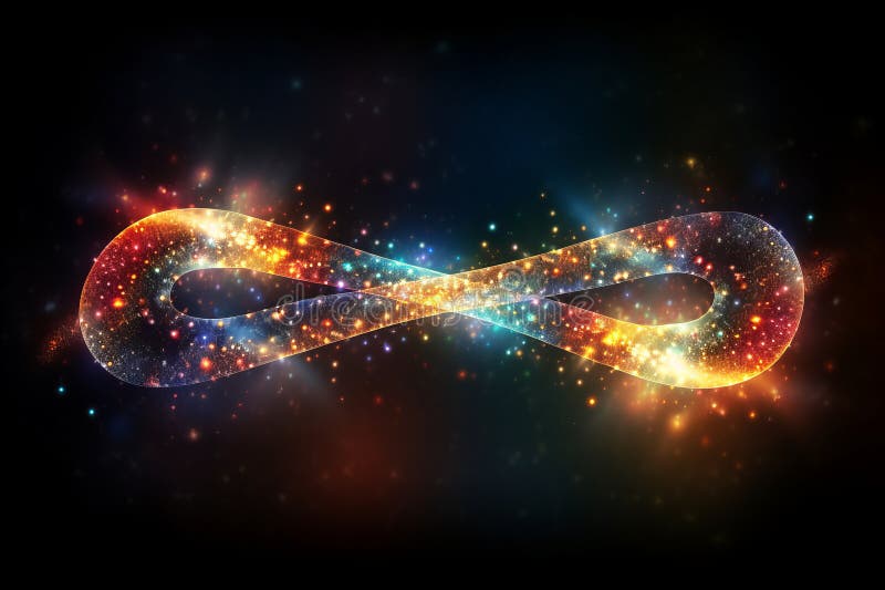 Infinity Symbol on Black Background with Stars Stock Illustration ...