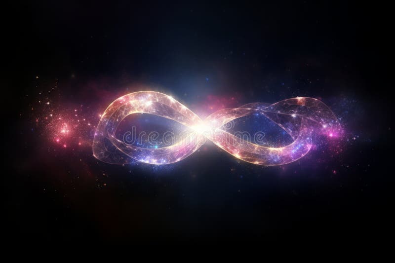 Infinity Symbol on Black Background with Stars Stock Illustration ...