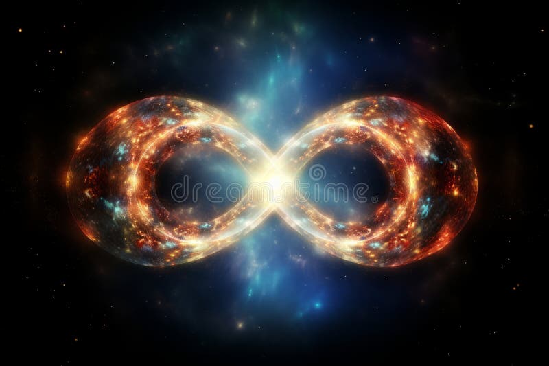 An Infinity Symbol in the Center of a Dark Space Background Stock ...