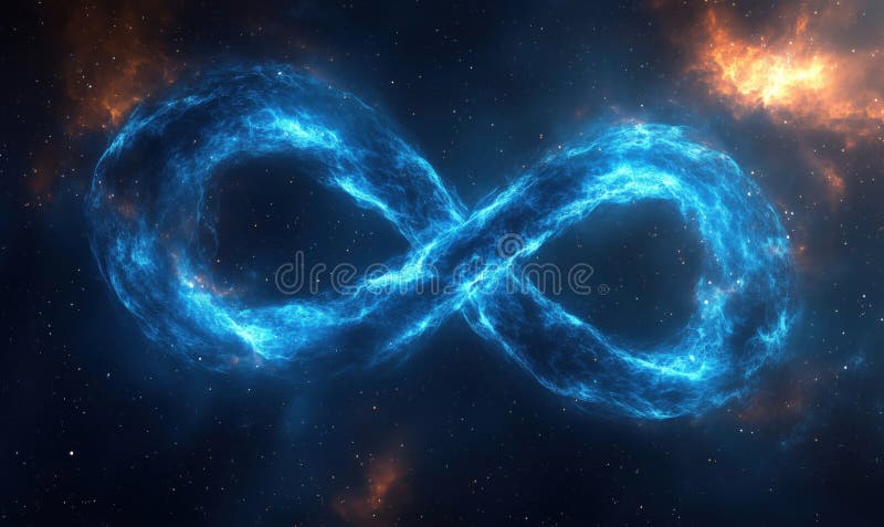 Infinity Symbol in Cosmic Space with Glowing Blue Energy and Stars ...