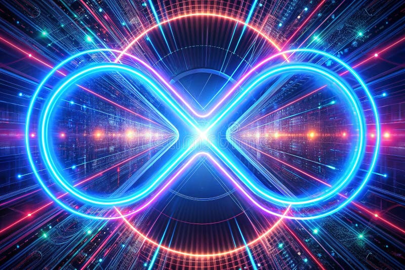 Infinity Symbol, Digital Tunnel, Glowing Lines, Futuristic Background ...