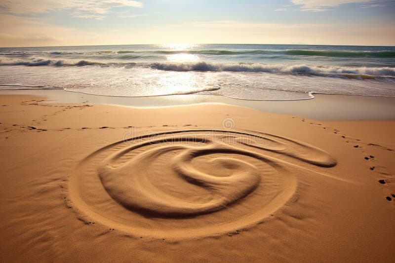 Infinity Symbol Drawn on a Sandy Beach with Waves in the Background ...