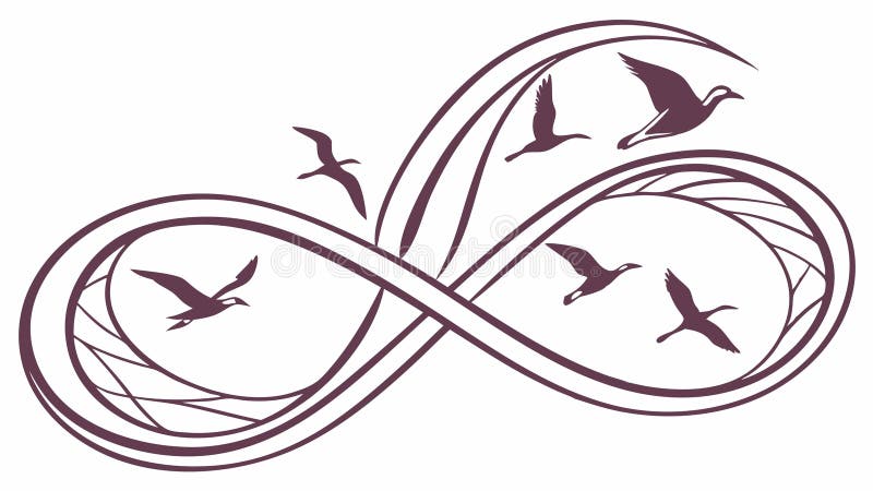 Infinity Symbol with Flying Birds Concept, Vector Design Generative AI ...