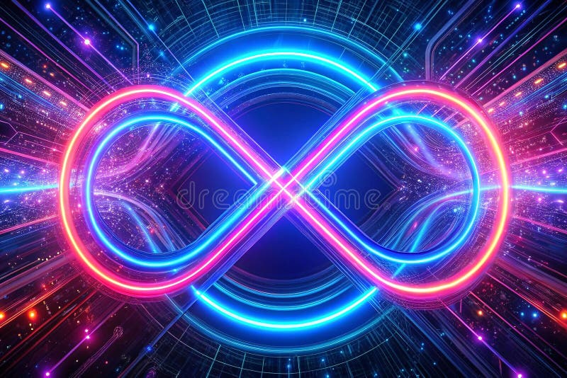 Infinity Symbol, Glowing Neon, Digital Circuit, Futuristic Background ...