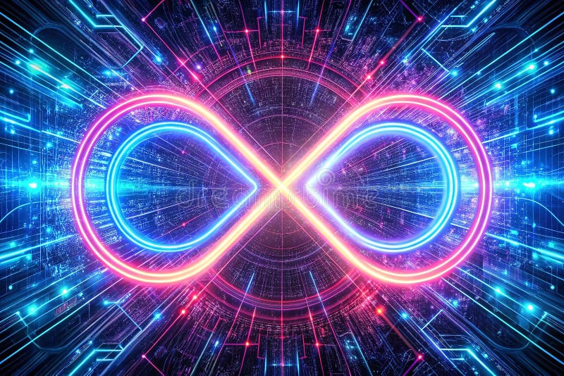 Infinity Symbol, Glowing Neon, Futuristic Circuit, Digital Background ...