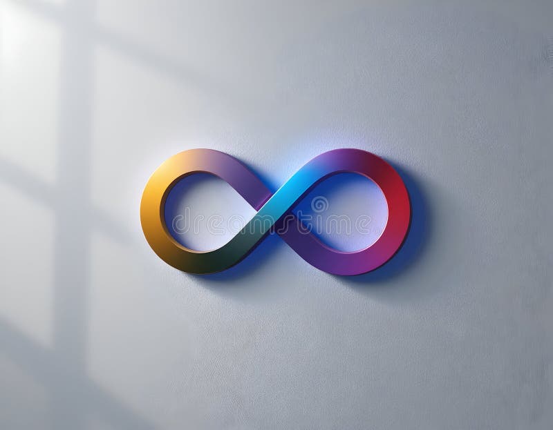 Infinity Symbol with Gradient Colors on Textured Wall with Window Light ...