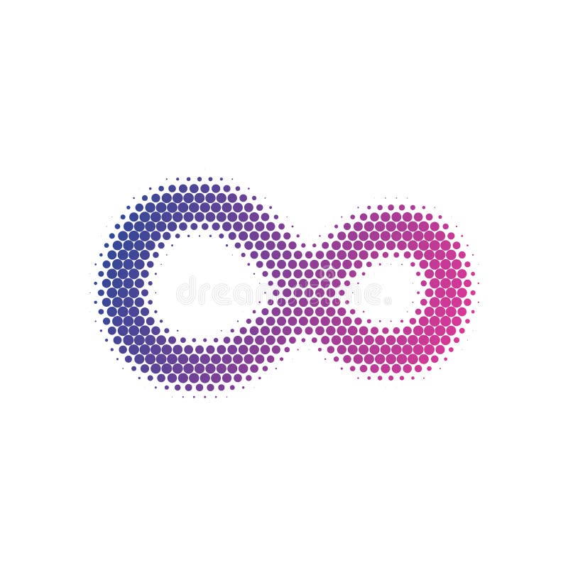 Infinity Symbol in Halftone. Dotted Illustration Isolated on a White ...