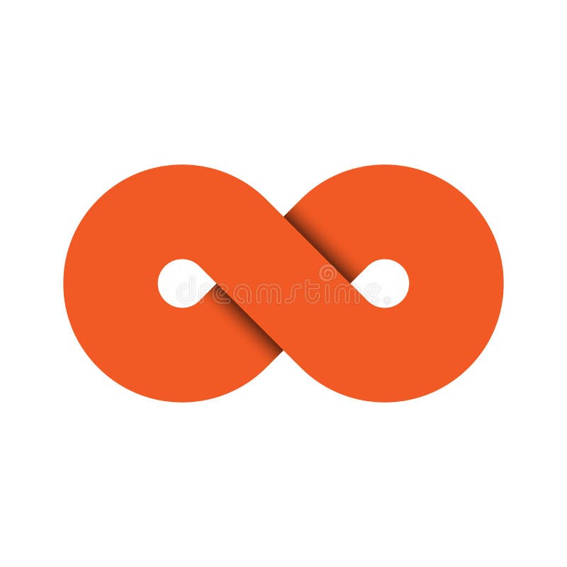 Orange Infinite Ribbon Loop Folded in a Shape of Square. 3D-like Vector ...