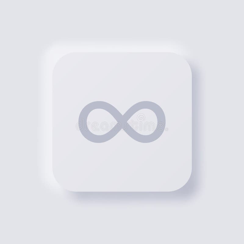 Infinity Symbol Icon, White Neumorphism Soft UI Design for Web Design ...
